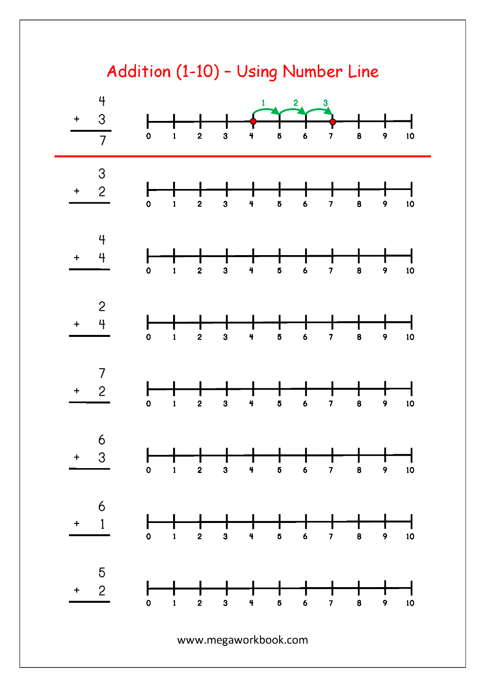Free Printable Number Addition Worksheets 1 10 For Kindergarten And 