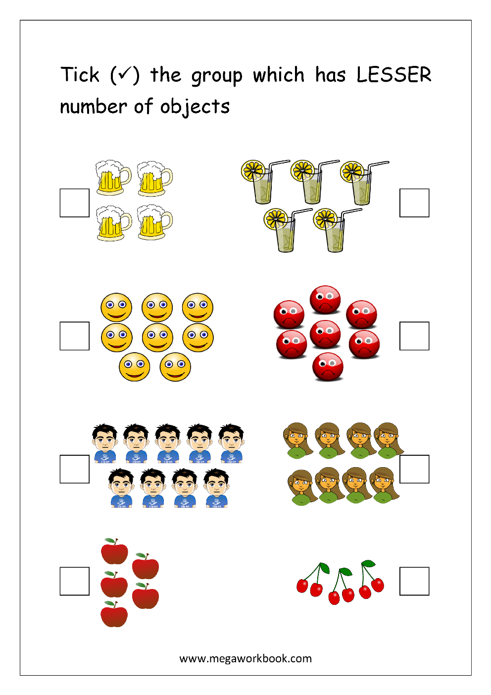 Greater Than Less Than Equal To Objects Worksheet Brosoho