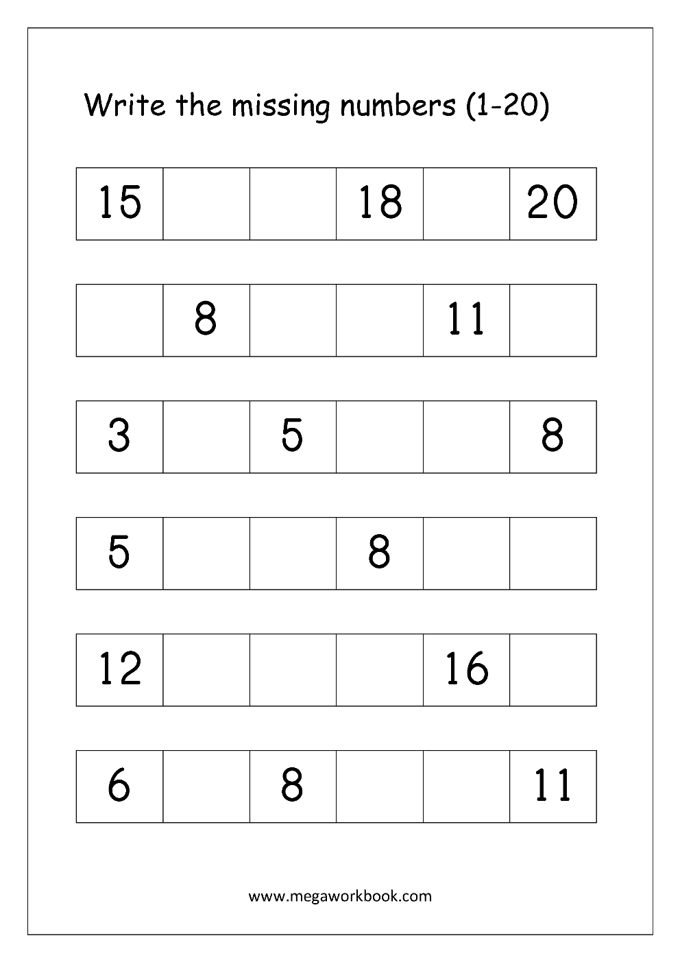Ordering Numbers Worksheets Missing Numbers What Comes Before And 