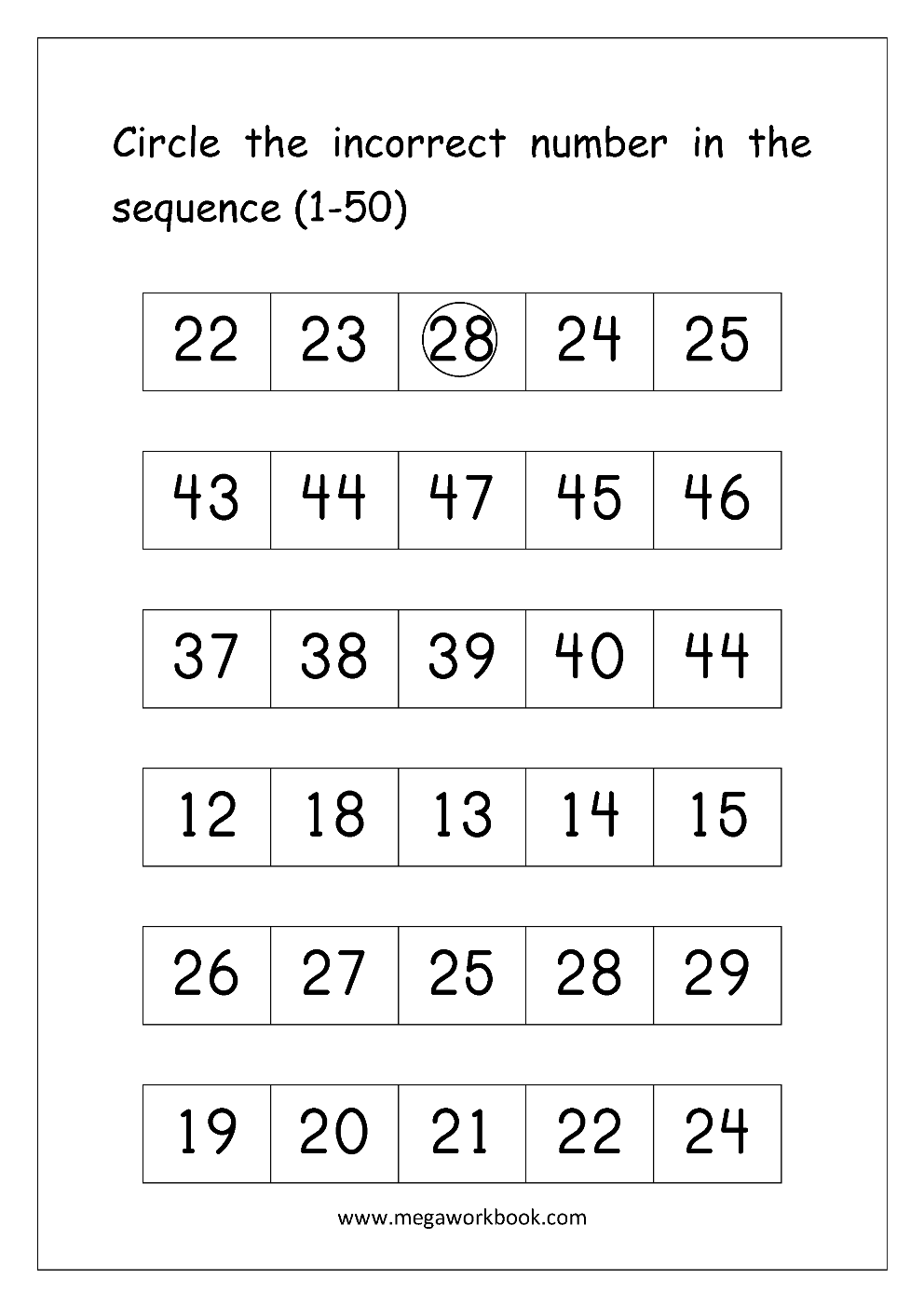 Ordering Numbers Worksheets Missing Numbers What Comes Before And 