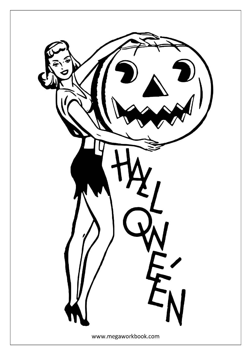 halloween girl coloring pages printable