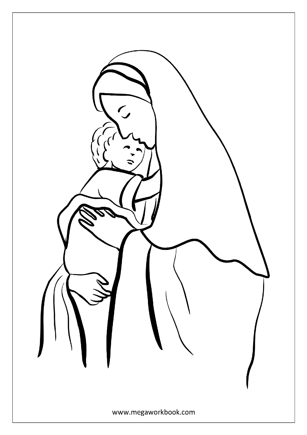 printable mother mary coloring page