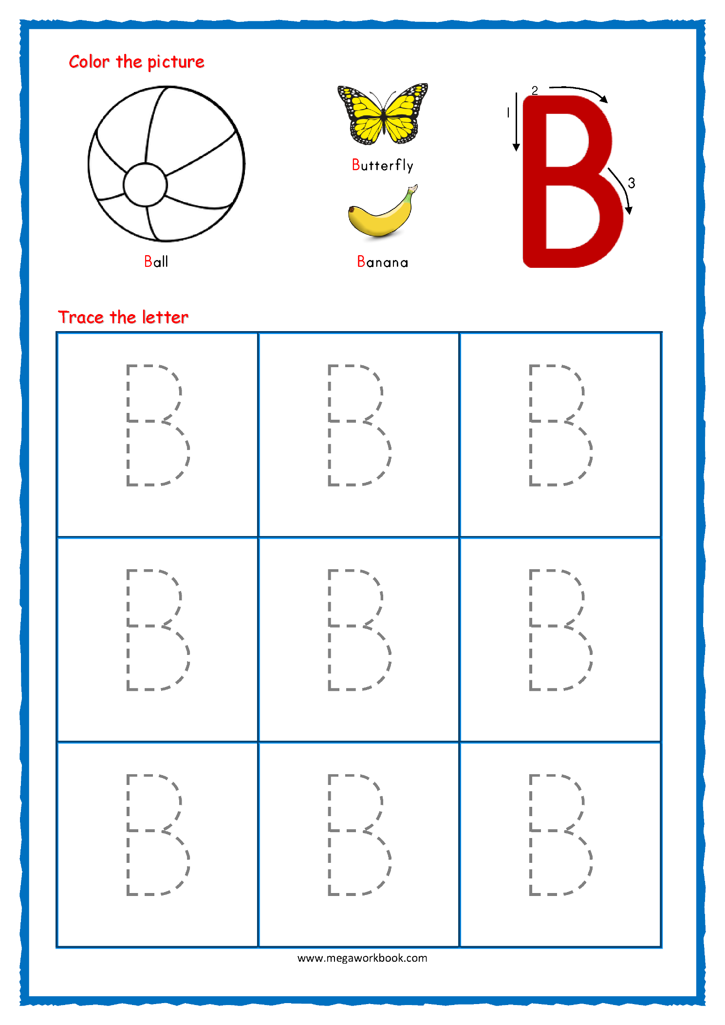Tracing Letters - Alphabet Tracing - Capital Letters - Letter Tracing Worksheets - Free Printables - MegaWorkbook
