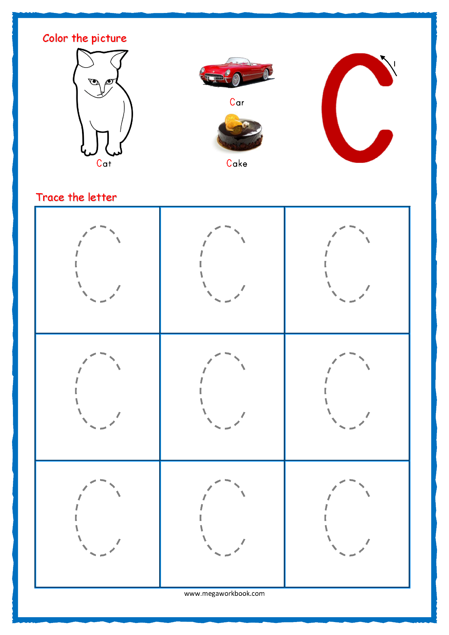 Tracing Letters - Alphabet Tracing - Capital Letters - Letter Tracing Worksheets - Free Printables - MegaWorkbook