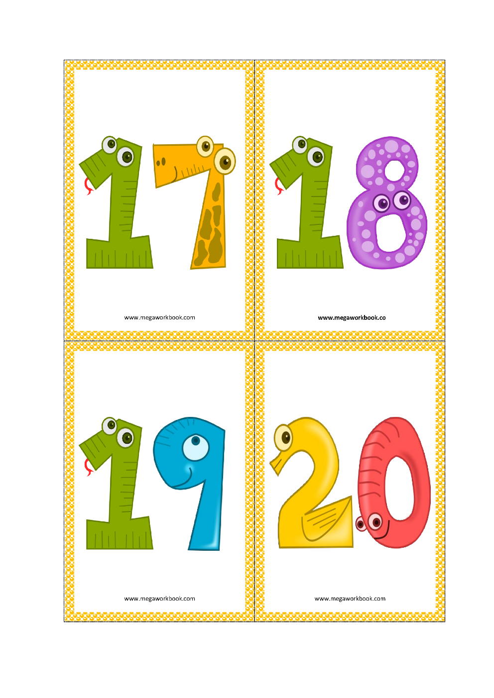 Printable Number Cards To 20 Printable Number Cards To 20