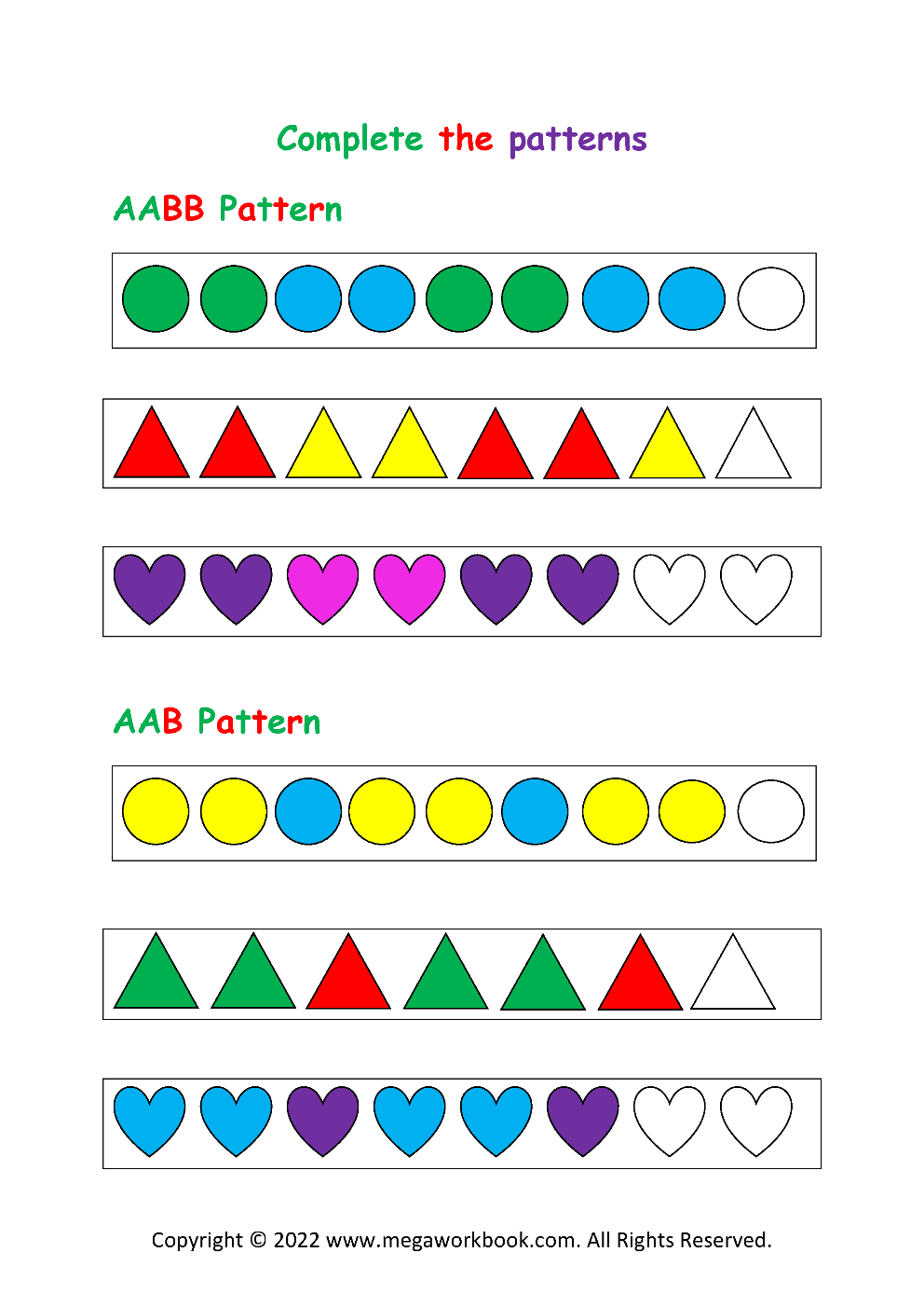 Patterns Worksheets
