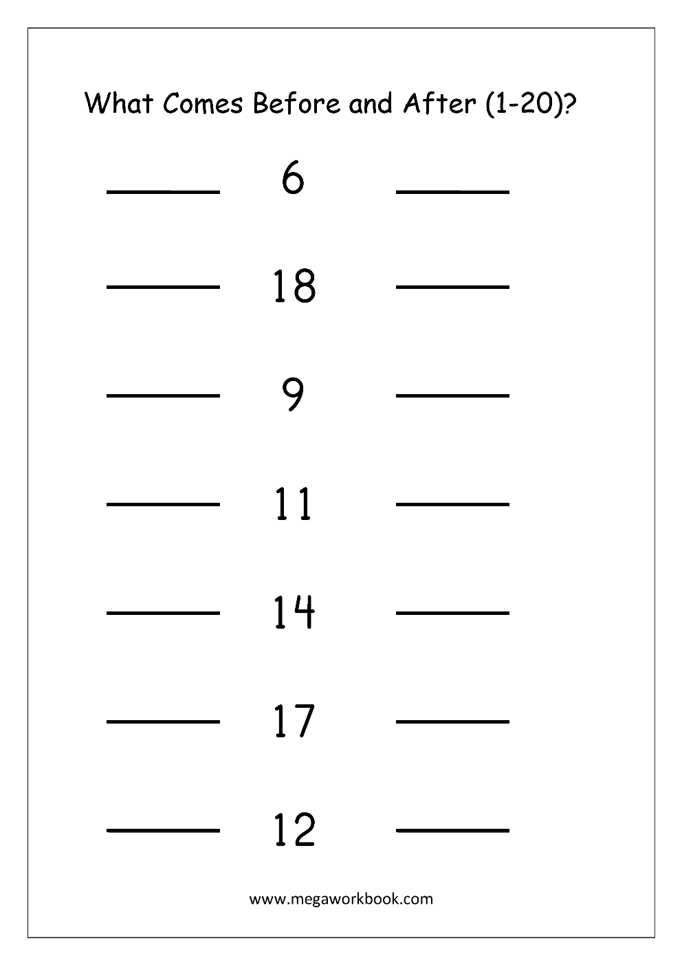 20 Beautiful Math Before And After Numbers Worksheets