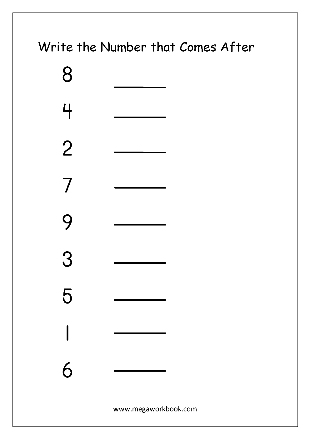After Number Worksheet 1 To 10 After Number Worksheet 1 To 10