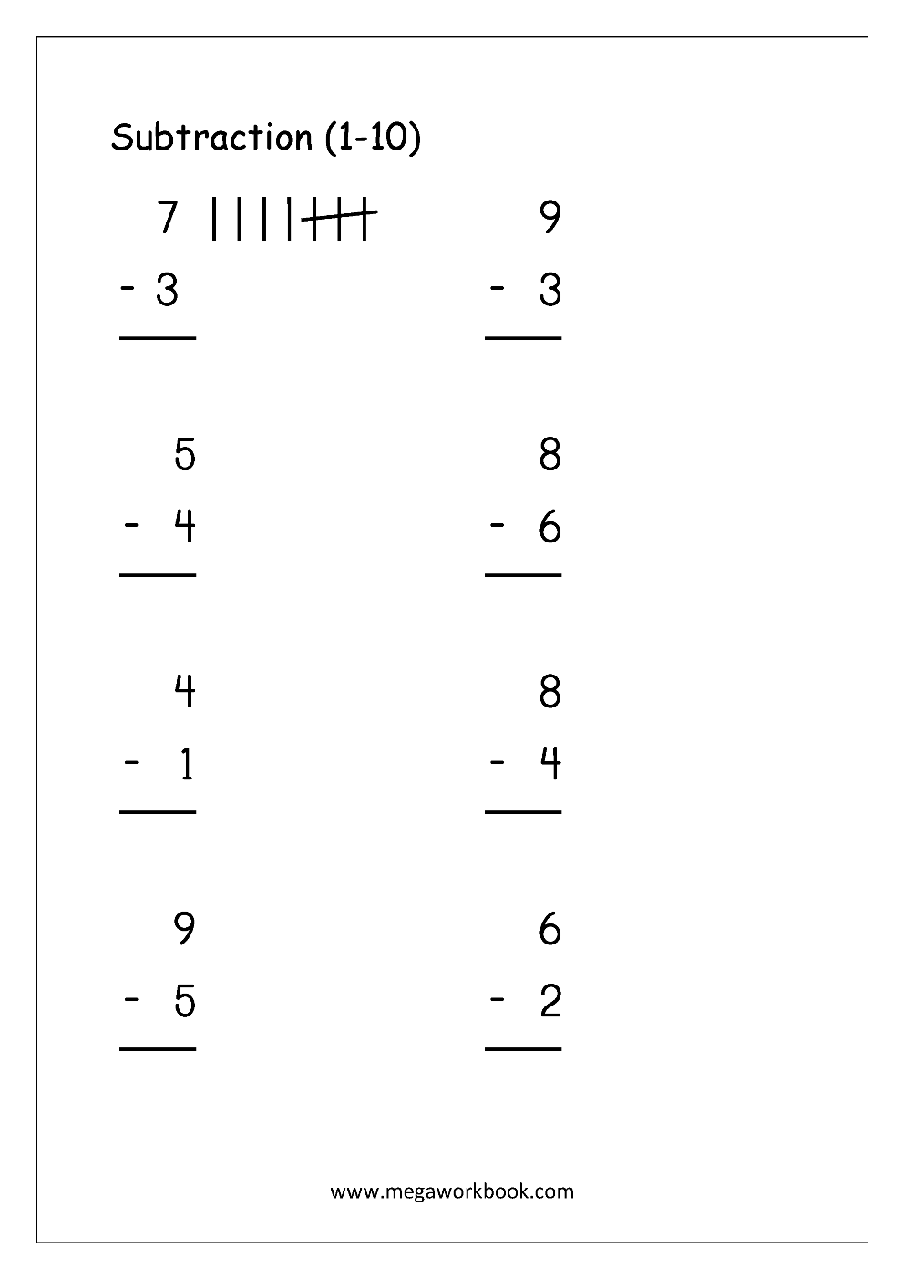 Free Printable Number Subtraction 1 10 Worksheets For Grade 1 And Free Printable Number Subtraction 1 10 Worksheets For Grade 1 And