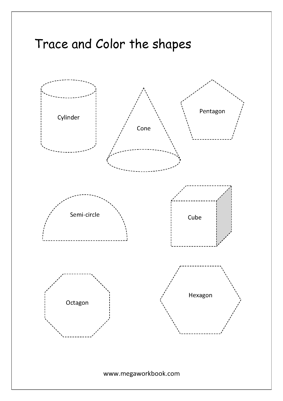 Hexagon Shape Tracing Worksheets